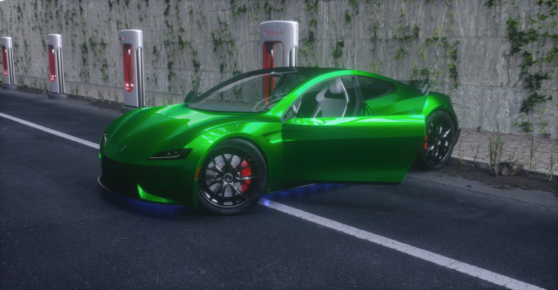 Velislav Slavov - Tesla Roadster Interior 3D Model & Physics Rig