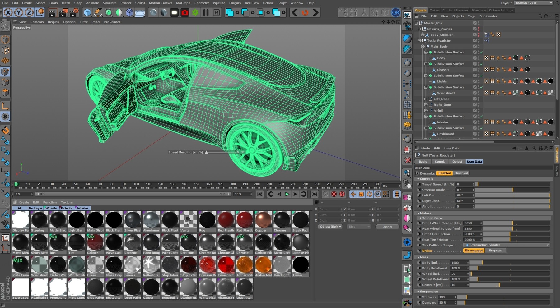 Velislav Slavov - Tesla Roadster Interior 3D Model & Physics Rig