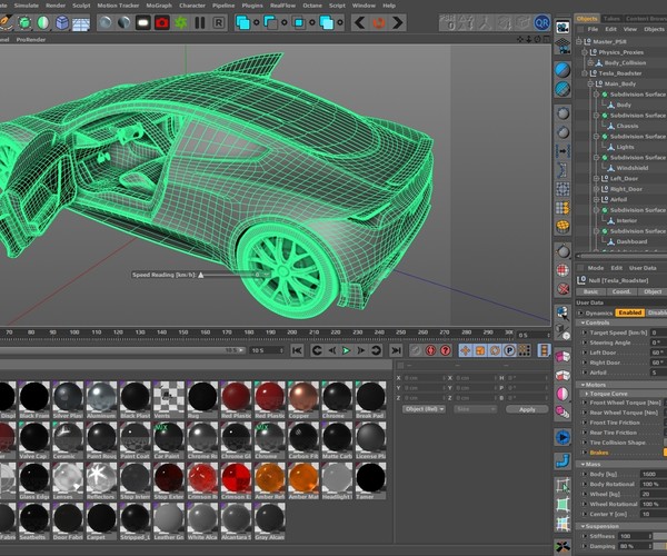 ArtStation - Tesla Roadster Interior 3D Model & Physics Rig | Game Assets