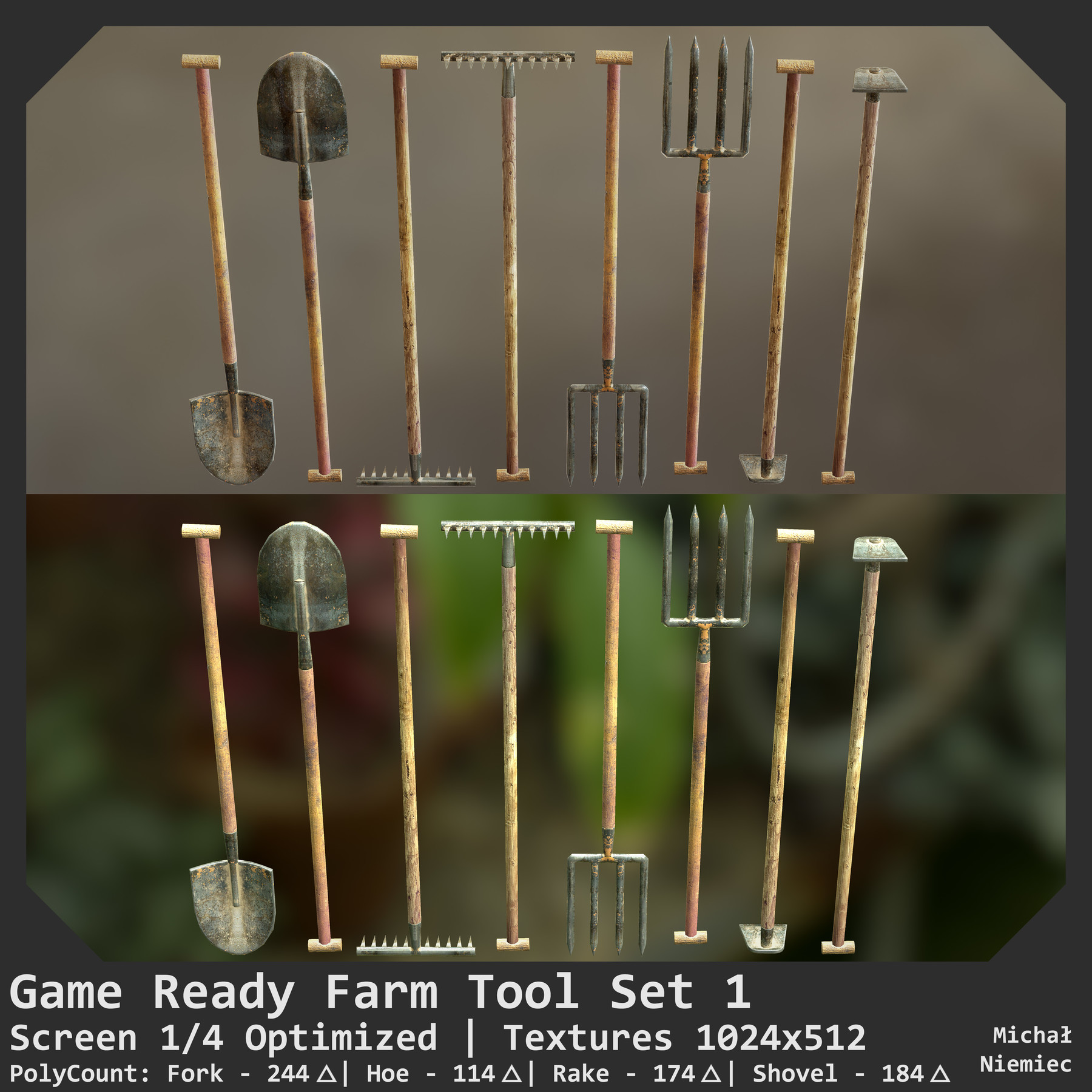 ArtStation - Game Ready Model LP Farm Tools Set 01 | Resources
