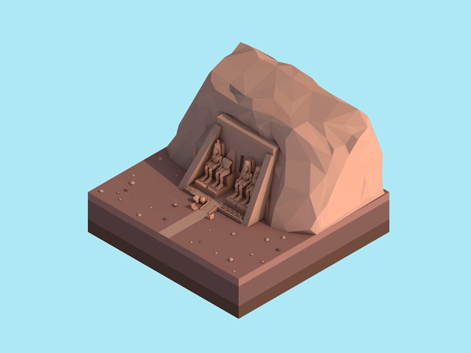 ArtStation - Cartoon Low Poly Abu Simbel Landmark | Resources