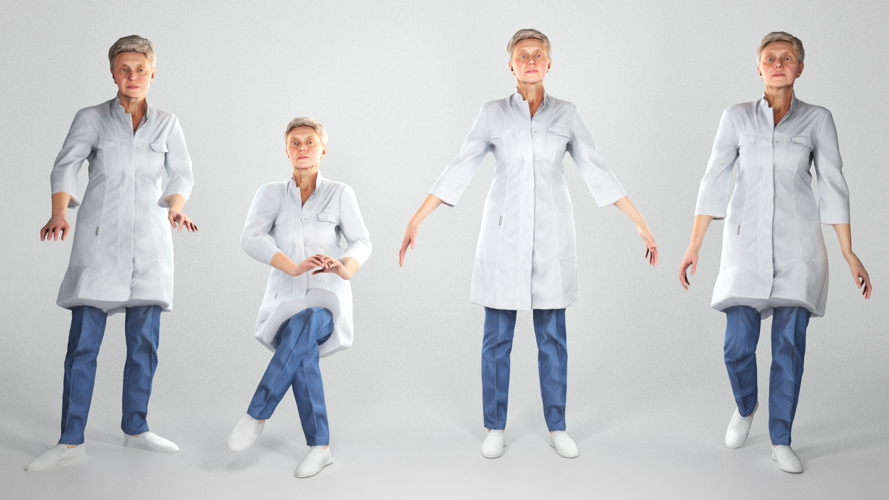 ArtStation - Animated medical doctor female: walking, sitting, working ...