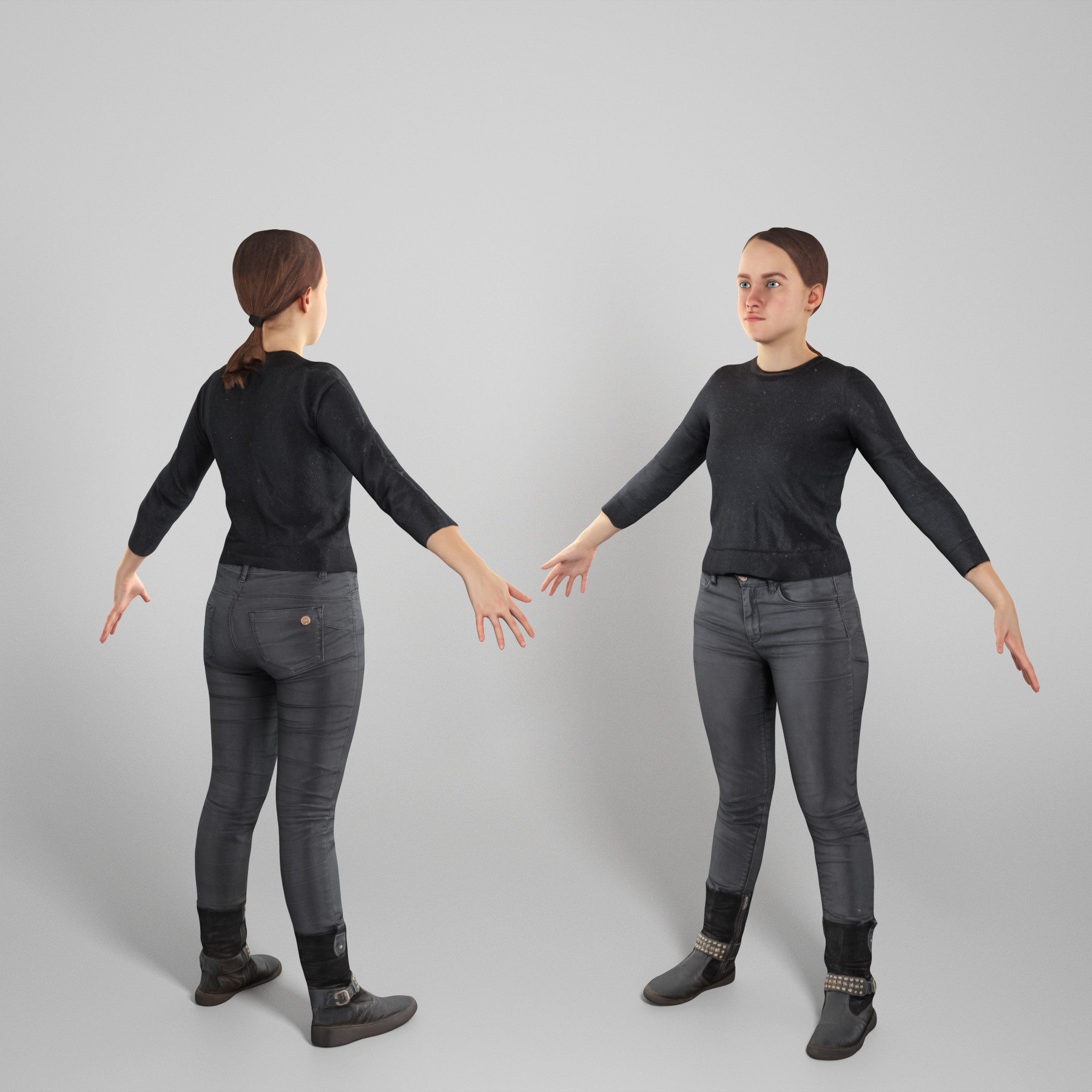 ArtStation - Young woman dressed in black ready for animation 142 ...