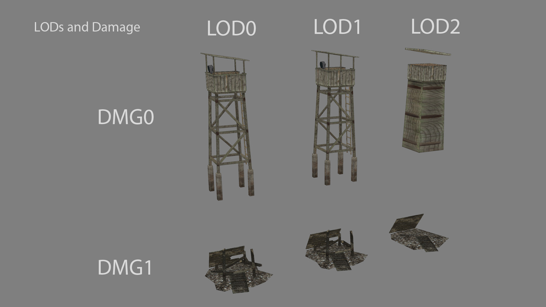 ArtStation - Observation Tower 01 with Damage | Game Assets