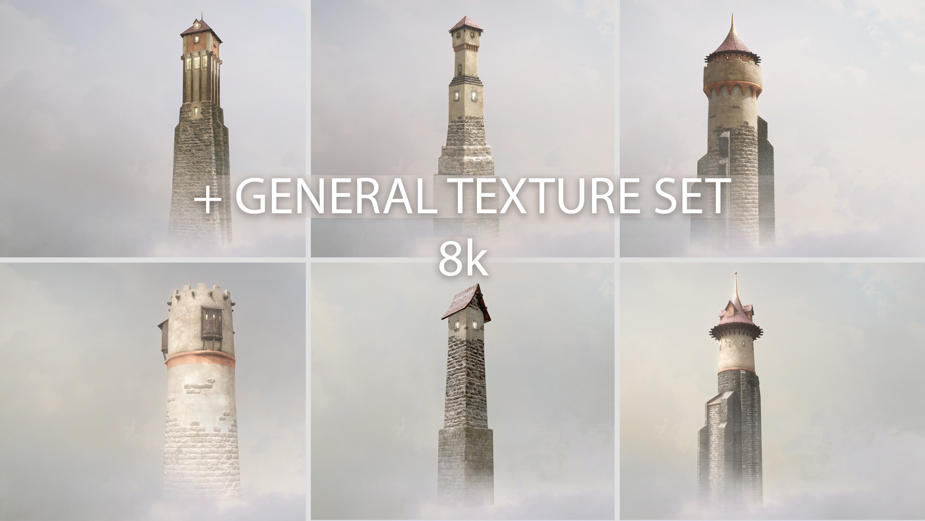 ArtStation - Medieval DRAGON Towers with general texture set 8k | Resources