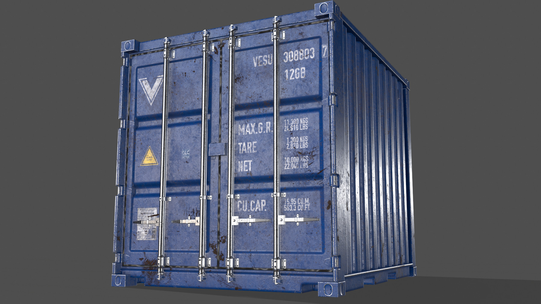 ArtStation - PBR 10 ft Storage Container - Blue | Game Assets