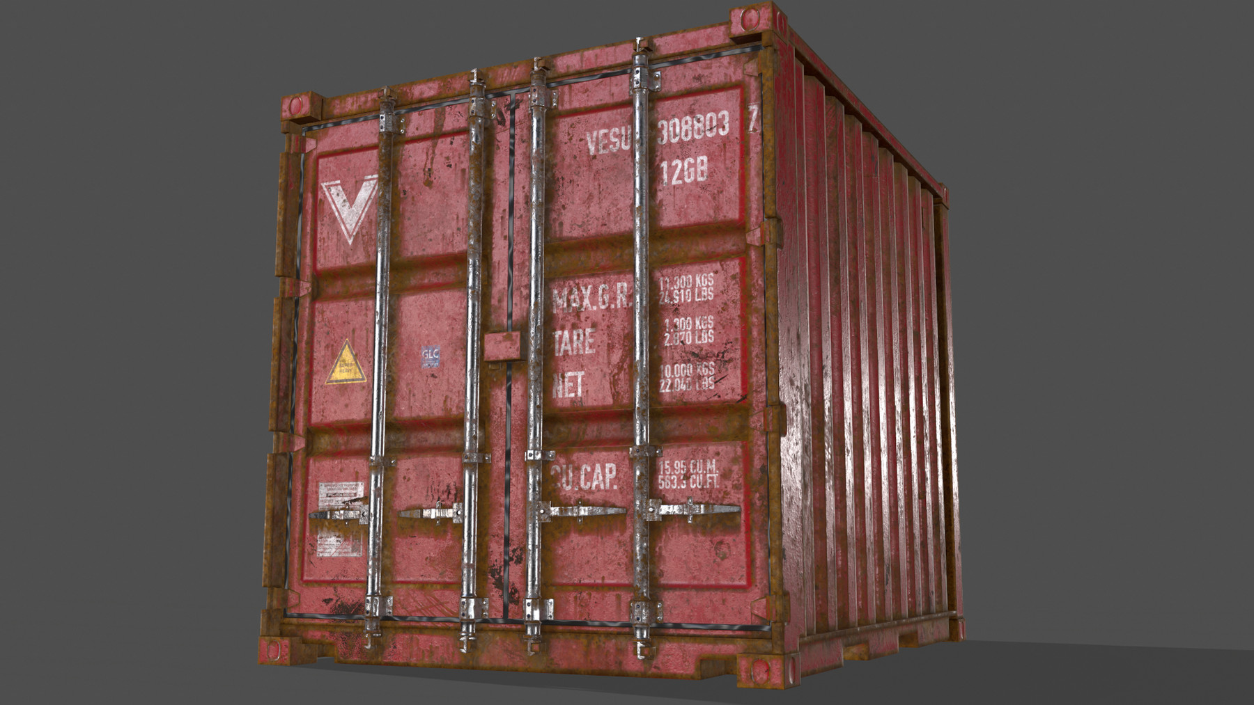 ArtStation - PBR 10 ft Storage Container - Red | Game Assets