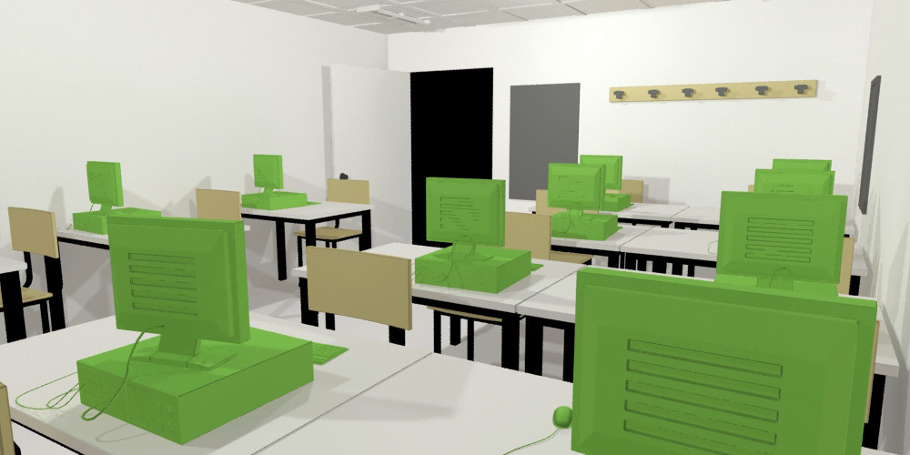 ArtStation - class room interior classroom office chair desk pc ...
