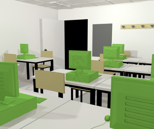 ArtStation - class room interior classroom office chair desk pc ...
