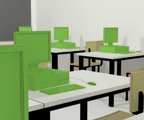 ArtStation - class room interior classroom office chair desk pc ...