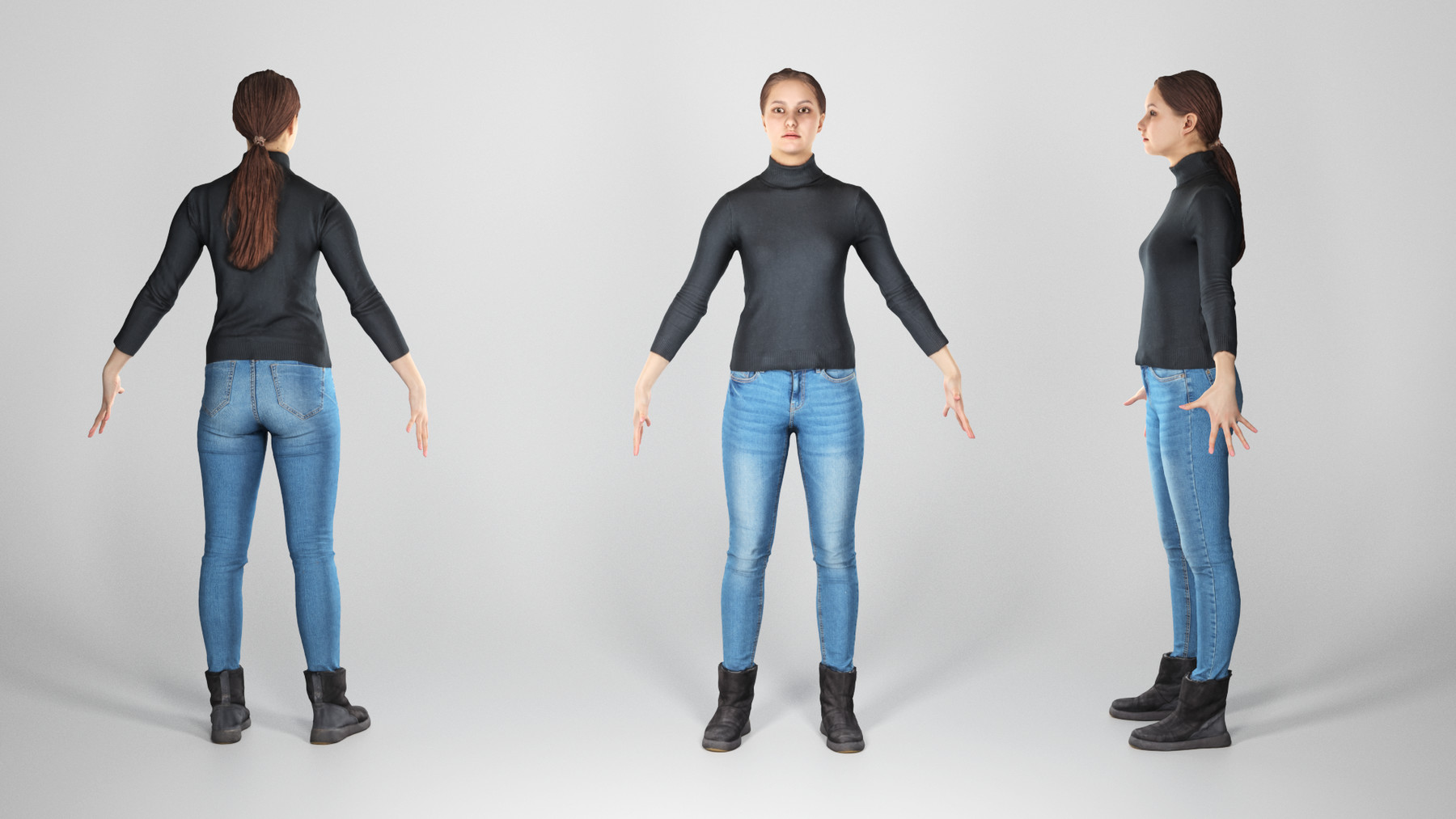 ArtStation - Beautiful woman in casual clothes in A-pose 143 | Resources