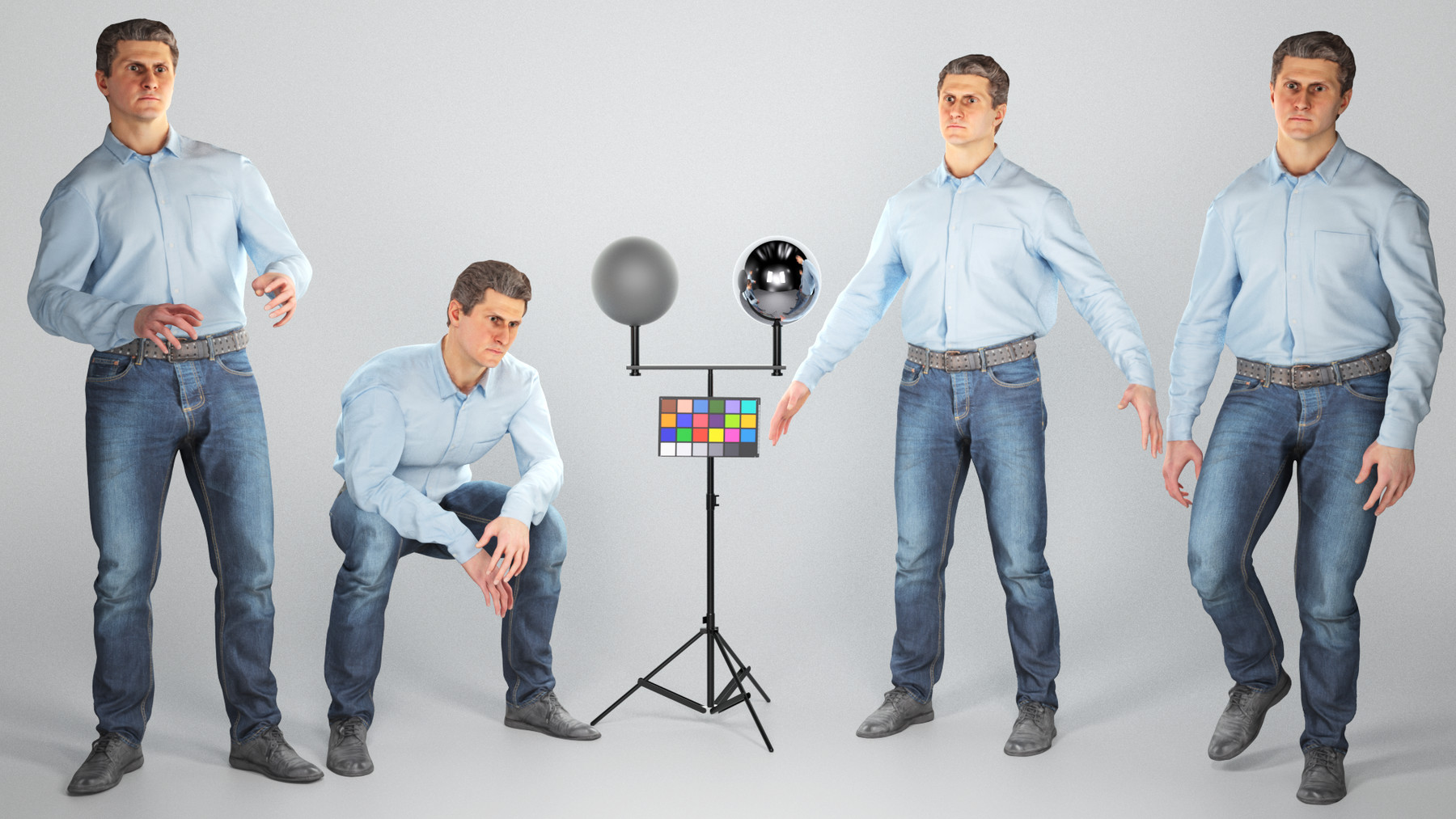 ArtStation - Animated middle aged Man in blue shirt and jeans 89 | Game ...