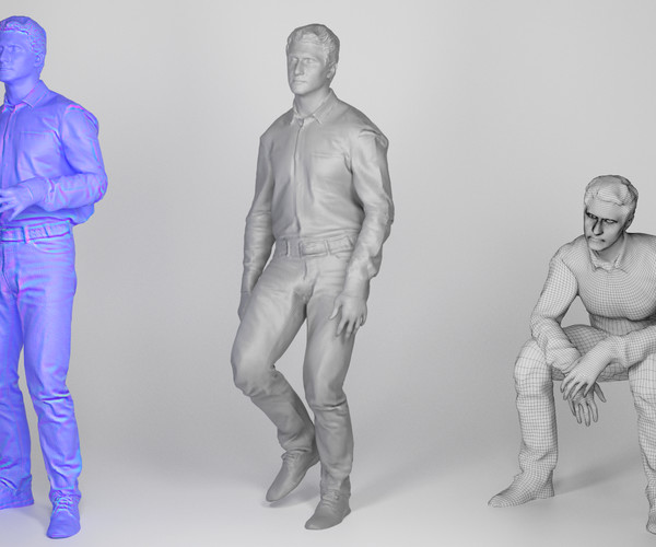 ArtStation - Animated middle aged Man in blue shirt and jeans 89 | Game ...