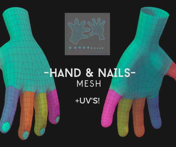ArtStation - Hand and Nails Mesh Topology with UVs | Resources