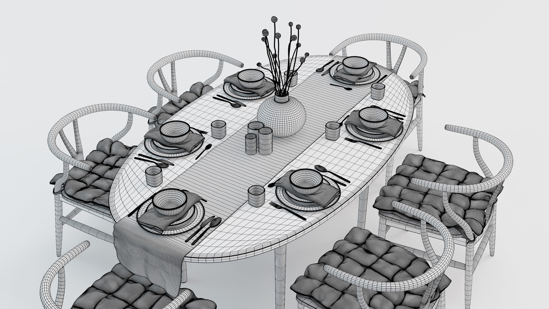 ArtStation - Wooden Dining Table and Chairs Set | Resources