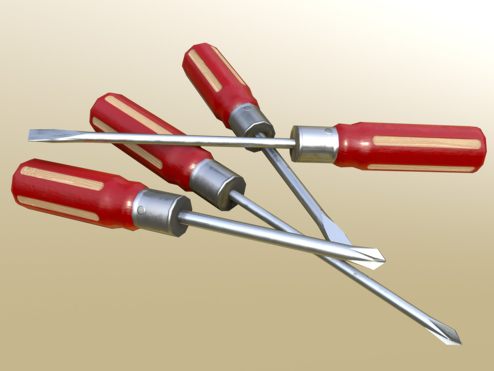ArtStation - Screwdrivers Wooden Red | Game Assets