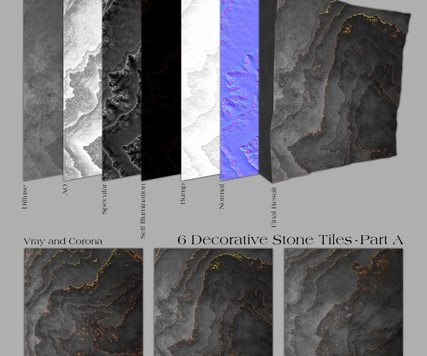 ArtStation - 24 Decorative Stone Tiles | Game Assets