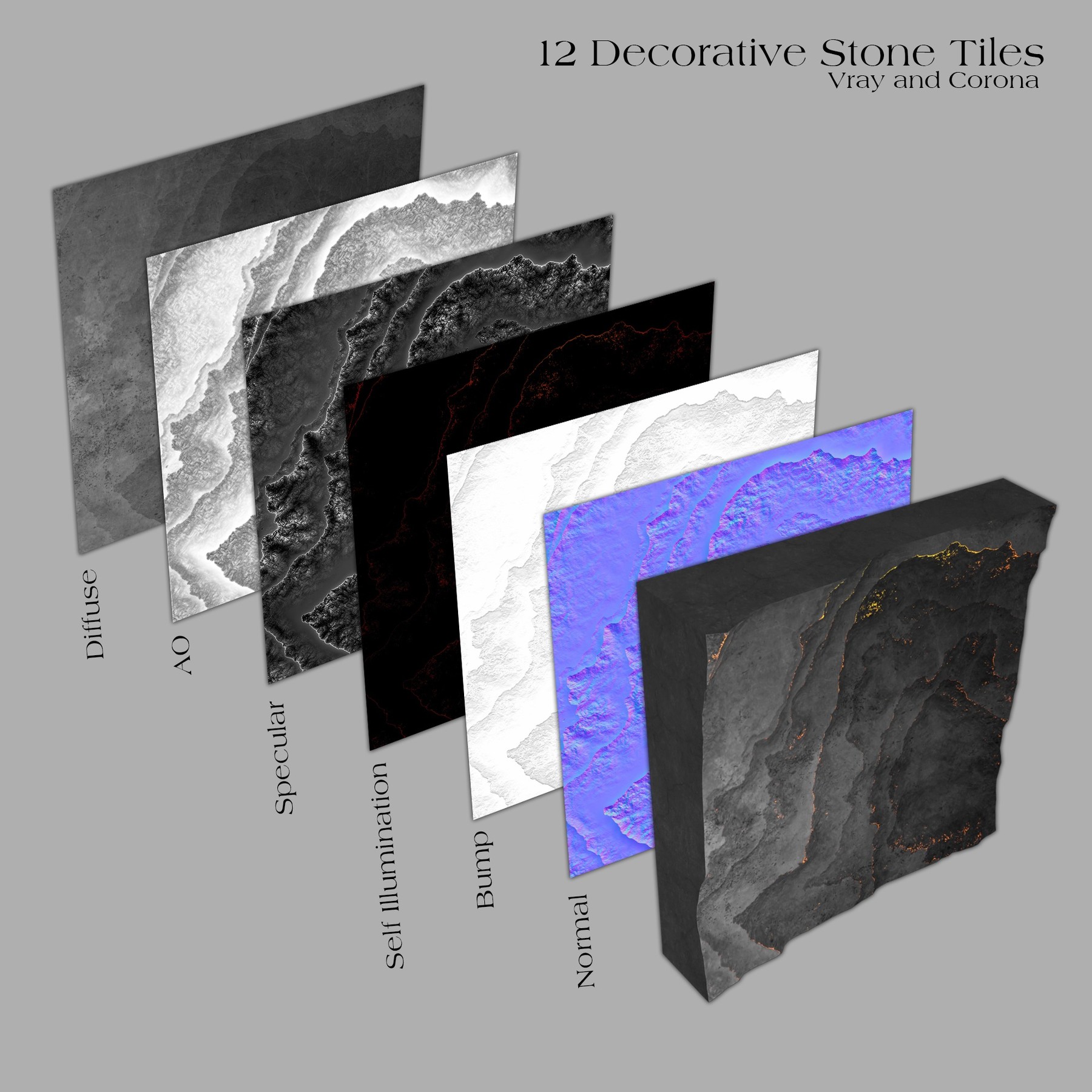 ArtStation - 24 Decorative Stone Tiles | Game Assets