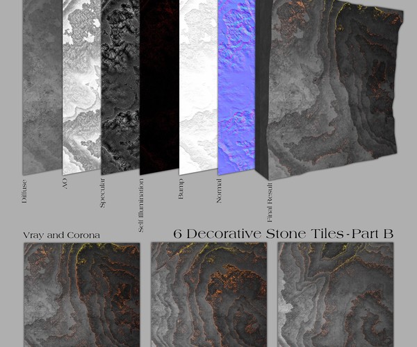 ArtStation - 24 Decorative Stone Tiles | Game Assets