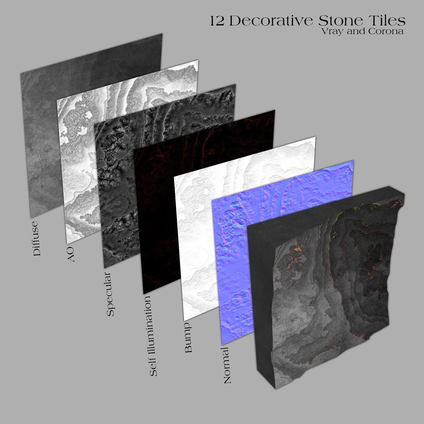 ArtStation - 24 Decorative Stone Tiles | Game Assets