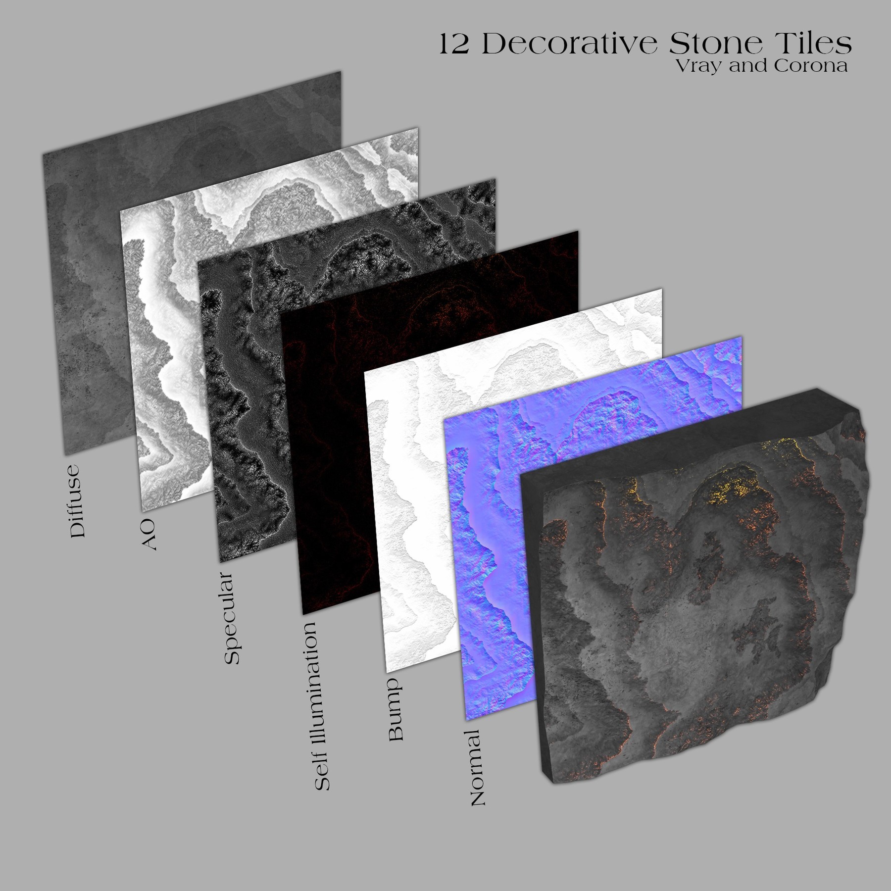 ArtStation - 24 Decorative Stone Tiles | Game Assets