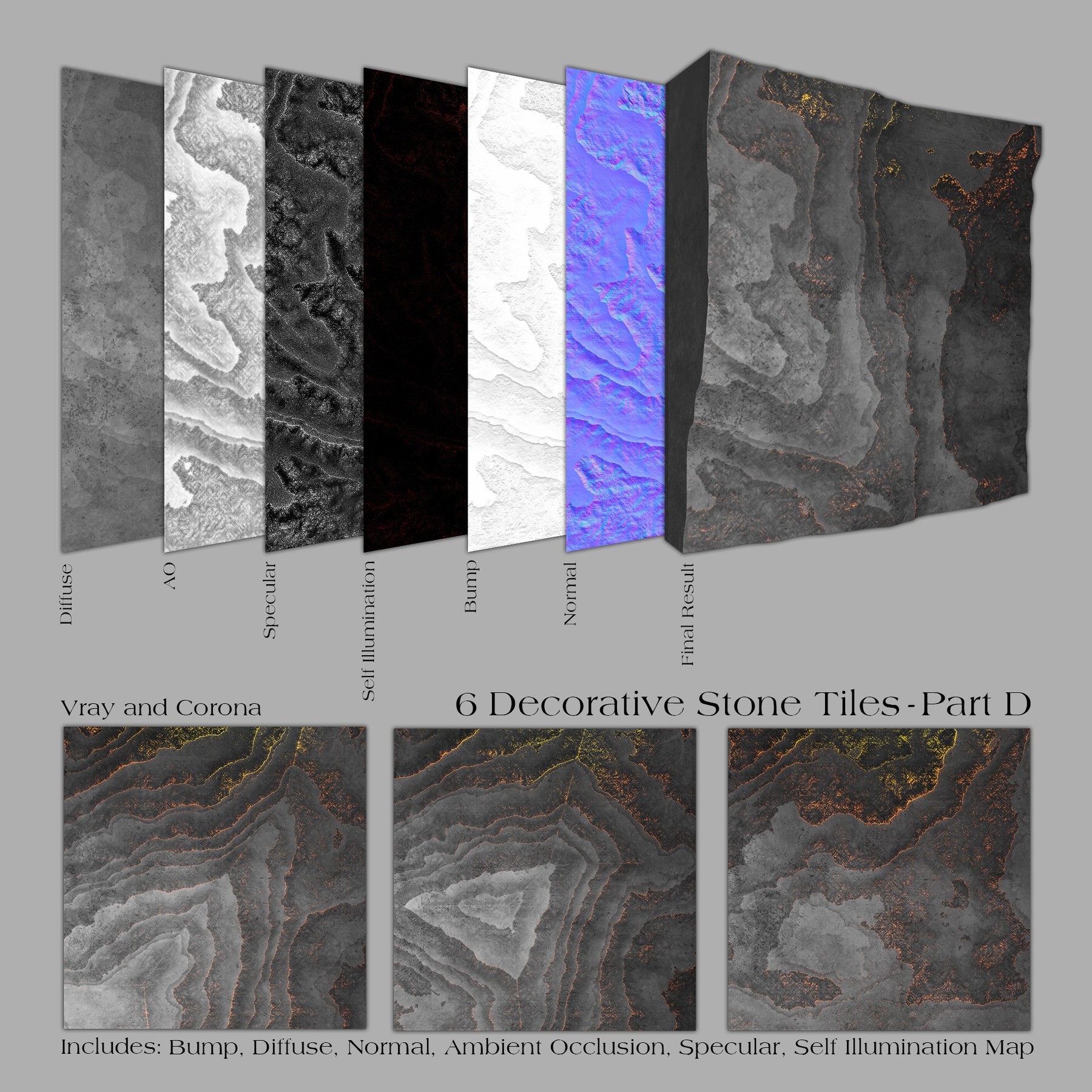 ArtStation - 24 Decorative Stone Tiles | Game Assets