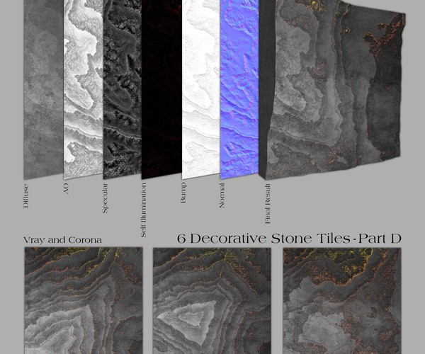 ArtStation - 24 Decorative Stone Tiles | Game Assets