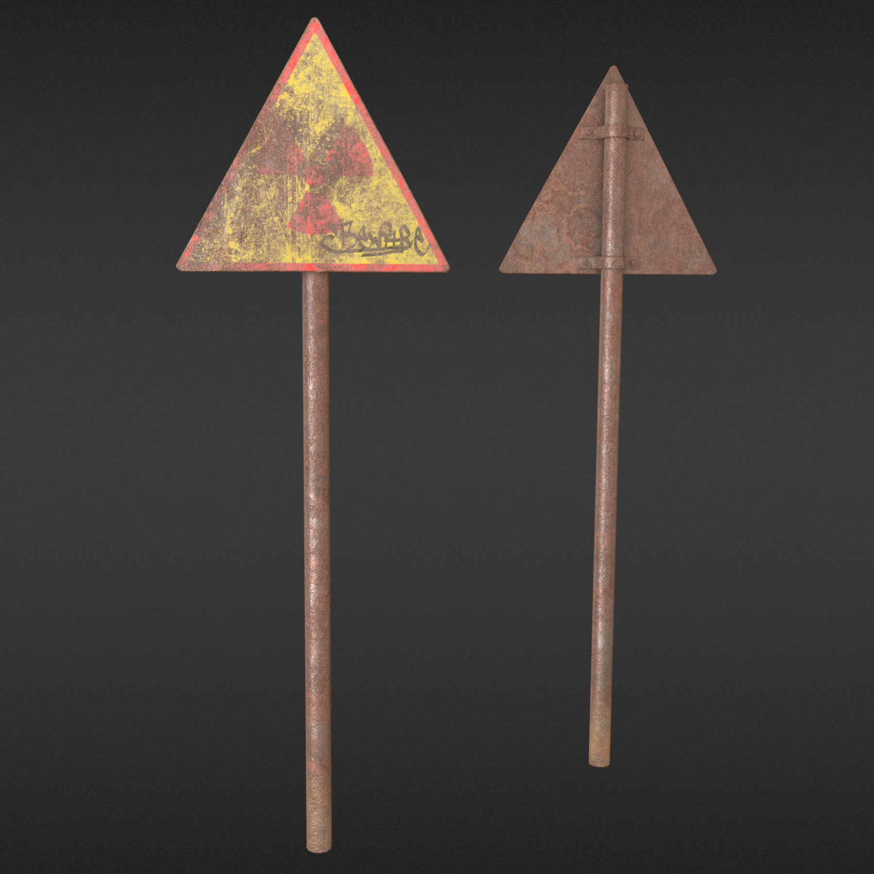 ArtStation - Radioactivity Sign Rusty | Game Assets