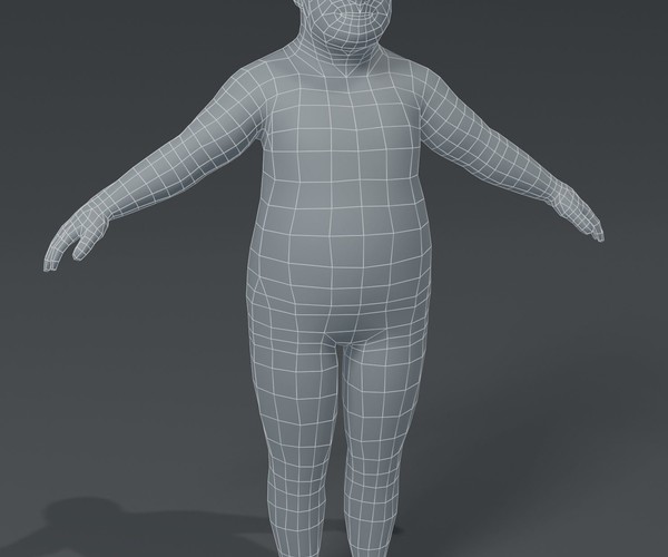 ArtStation - Fat Human Body Base Mesh 3D Model Family Pack | Game Assets