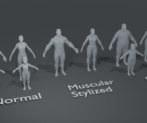 ArtStation - Human Body Base Mesh 10 3D Models Pack | Game Assets