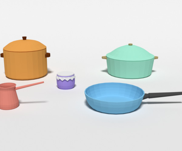 ArtStation - Low Poly Cartoon Kitchen Items | Resources