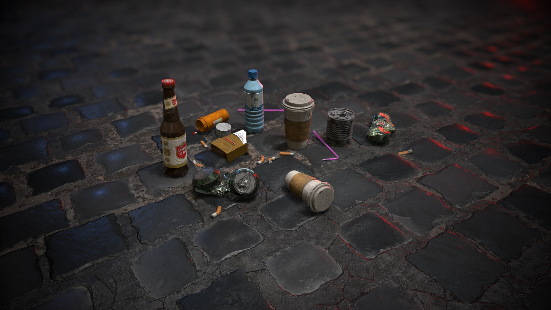 ArtStation - Urban Garbage Small Pack and Trash set Low-poly | Game Assets