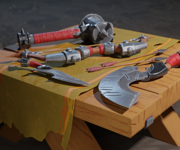ArtStation - Stylized Weapon Set - PBR Low Poly | Game Assets