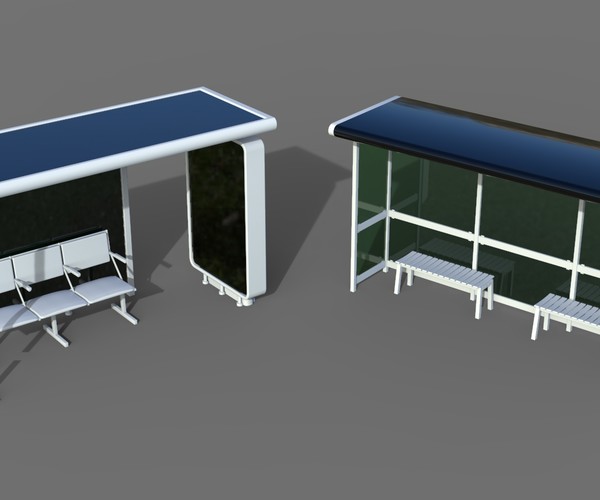 ArtStation - Bus Stops - 24 pieces | Game Assets