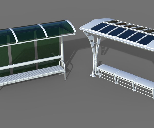 ArtStation - Bus Stops - 24 pieces | Game Assets