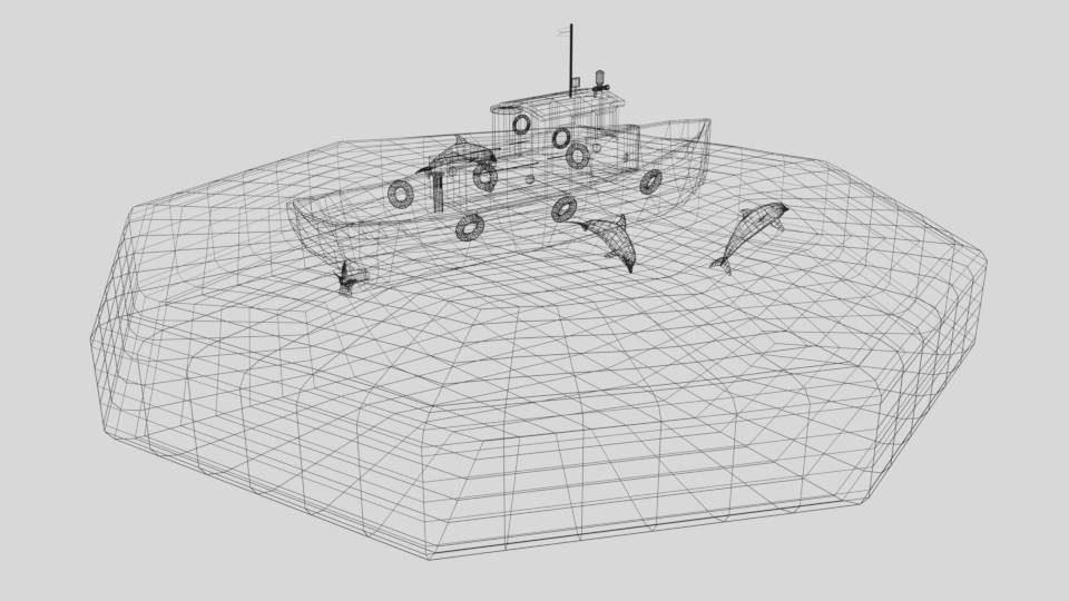 ArtStation - Low Poly Cartoon Fishing Boat and Dolphins | Resources