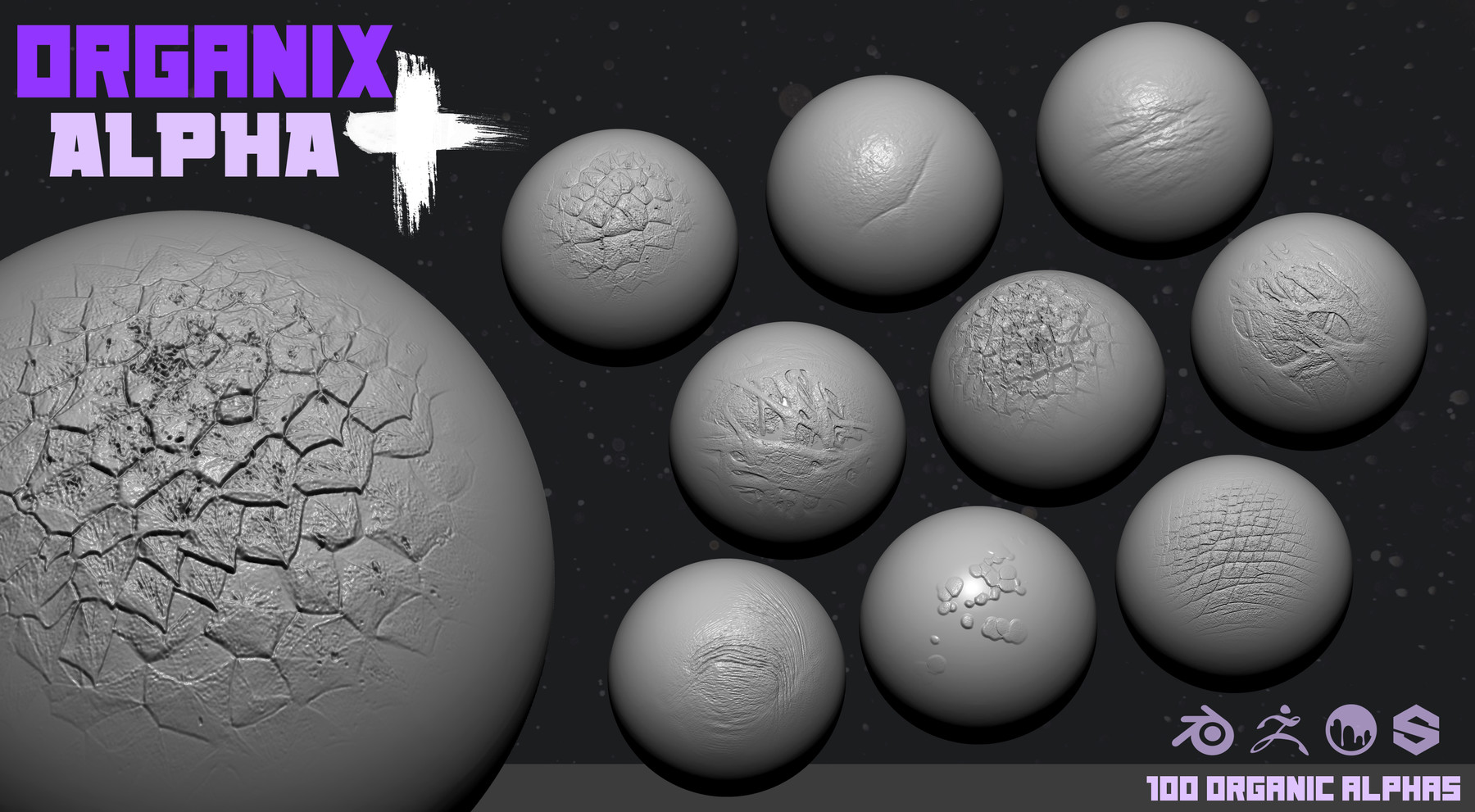 ArtStation - Organix Alpha + : Zbrush Organic Brushes and Alphas | Brushes