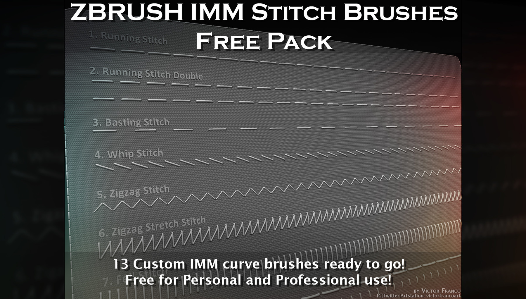 Victor Franco - Zbrush IMM Stitch Brushes - Free Pack