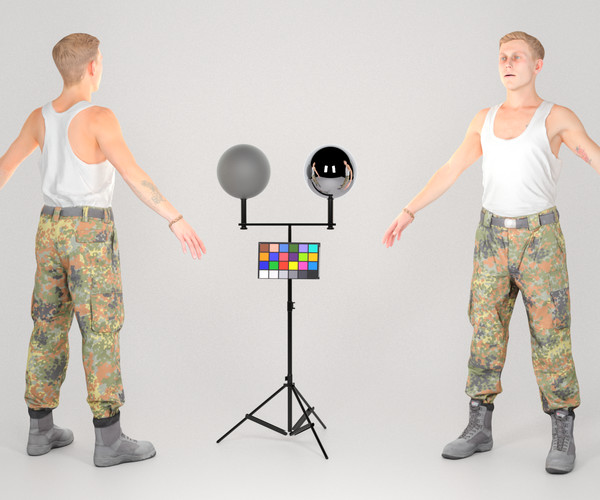 ArtStation - Young German soldier in a white T-shirt ready for ...