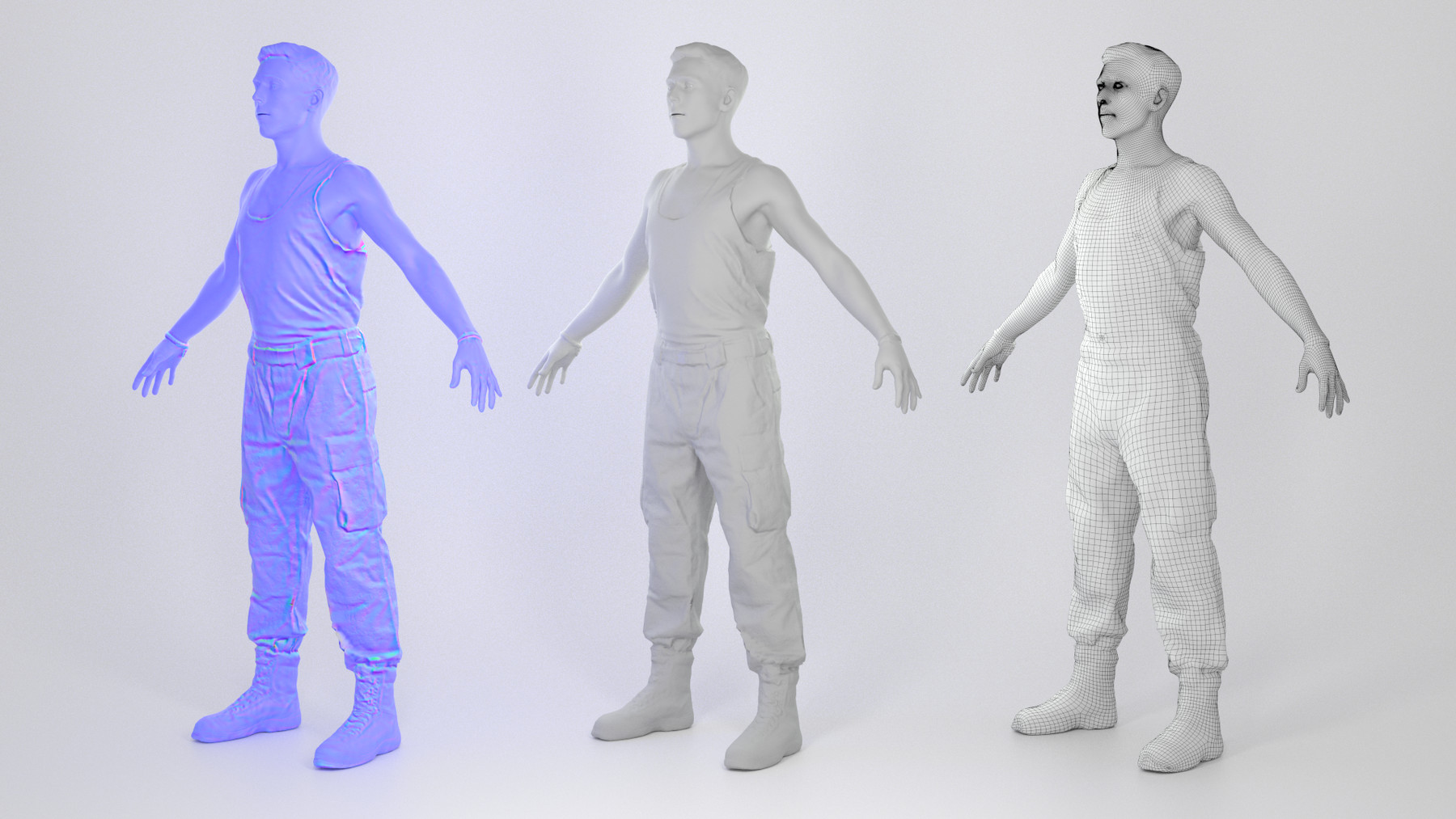 ArtStation - Young German soldier in a white T-shirt ready for ...