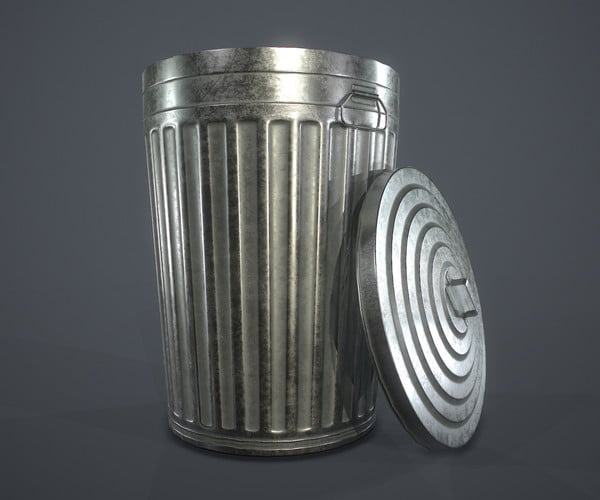 ArtStation - Metal Trash Can with Garbage Bags - Low Poly | Game Assets