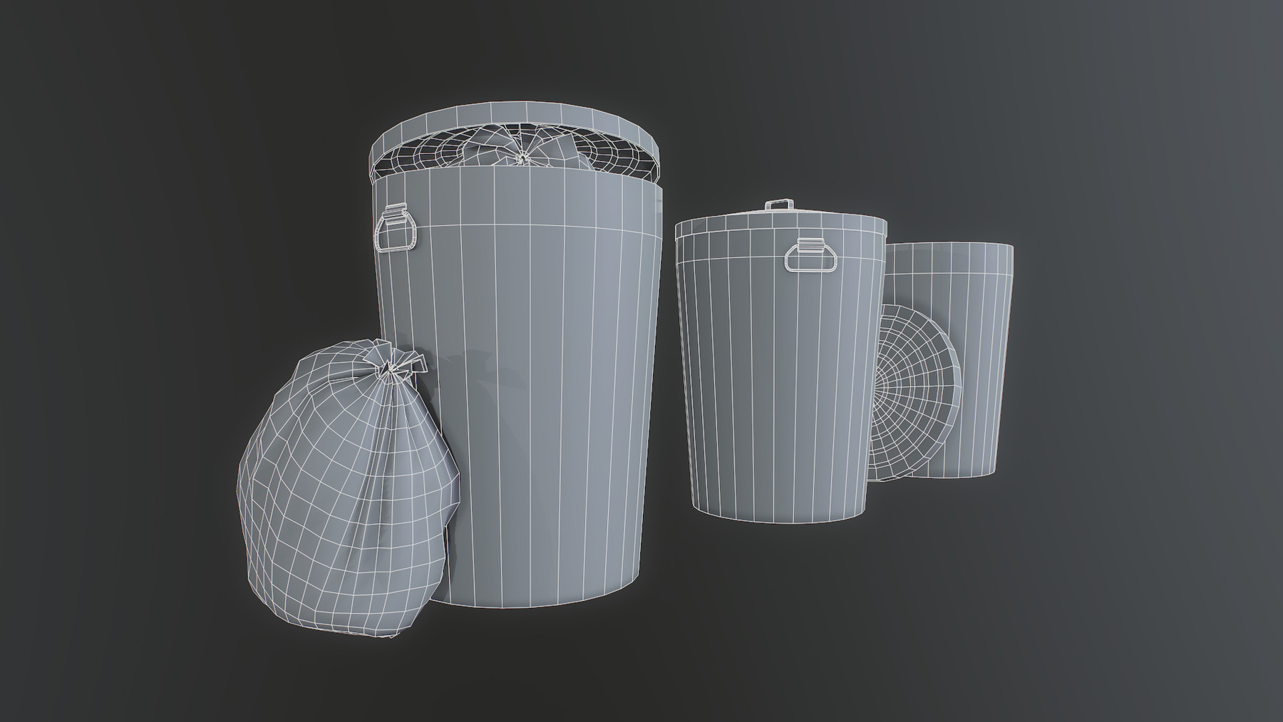 ArtStation - Metal Trash Can with Garbage Bags - Low Poly | Game Assets