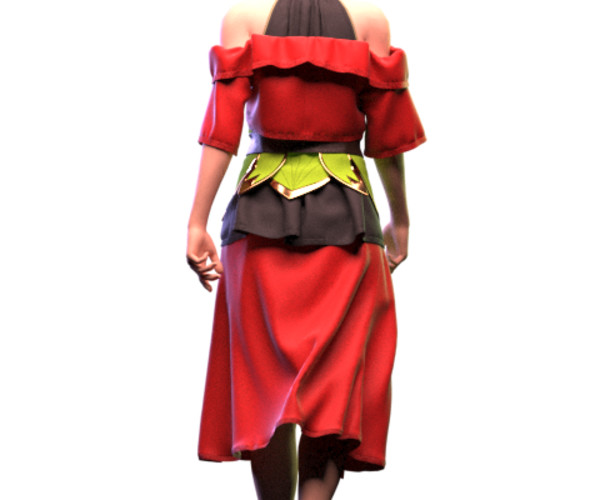 ArtStation - Female Red Cloak - 36 Marvelous Designer and Clo3D | Game ...