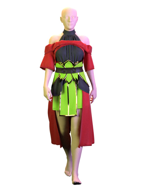 ArtStation - Female Red Cloak - 36 Marvelous Designer and Clo3D | Game ...