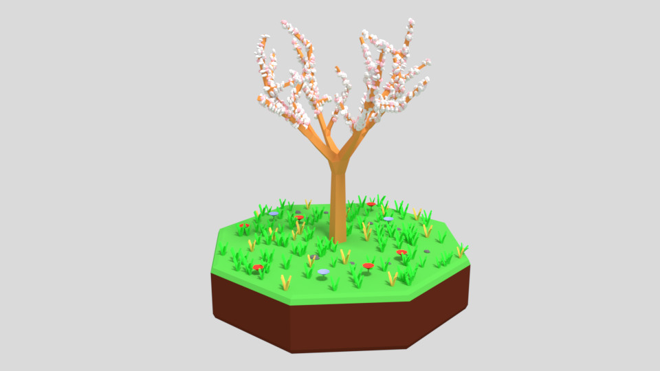 ArtStation - Low Poly Cartoon Almond Tree | Resources