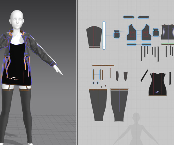 ArtStation - women's Jacket /dress. Marvelous Designer, project files ...