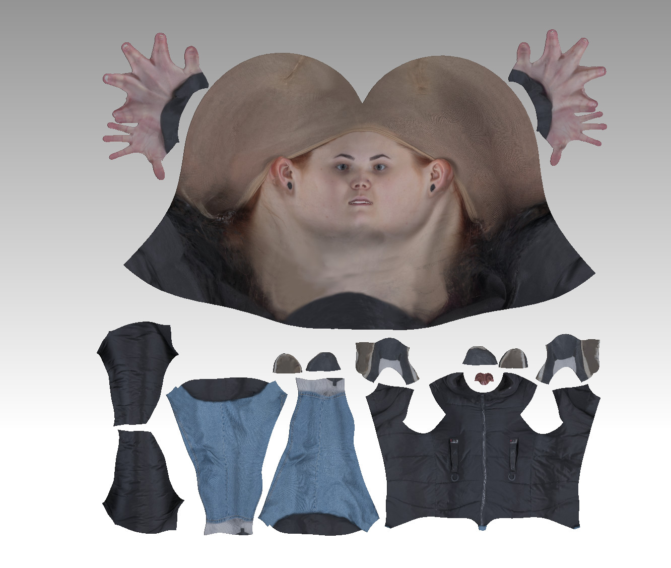 ArtStation - Young woman in a black down jacket in A-pose 165 | Resources