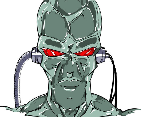 ArtStation - Glossy green skin cyborg head. | Artworks