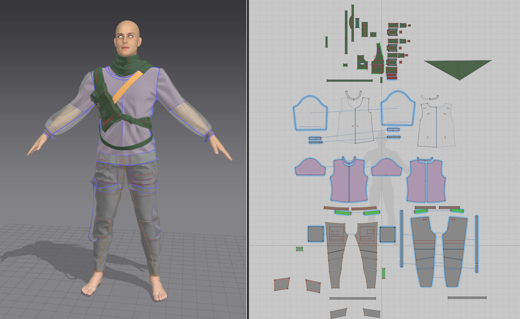 ArtStation - Men's clothes/haversack/ Marvelous Designer, project files ...