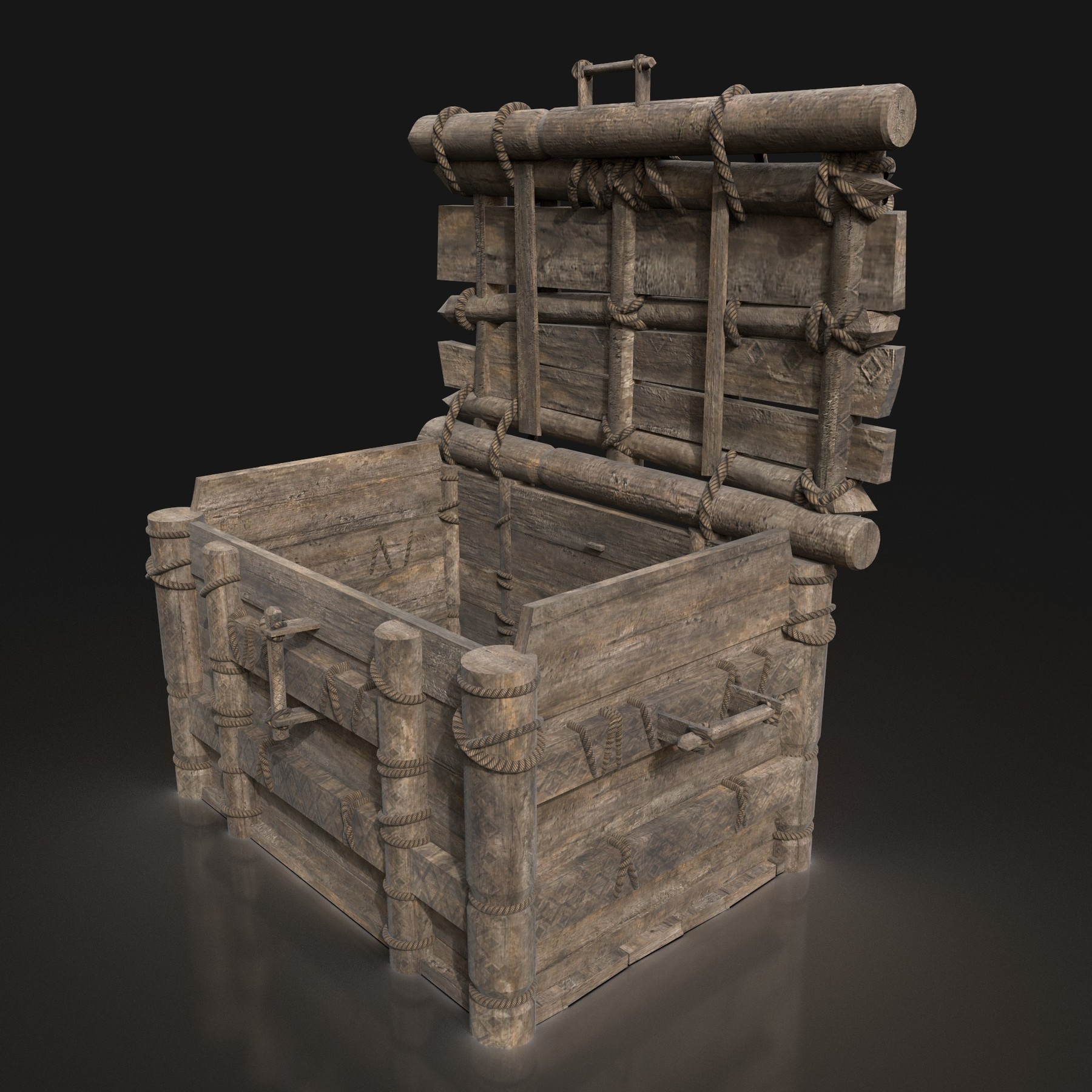ArtStation - Medieval Wooden Treasure Chest Box Locker Viking Dungeon ...
